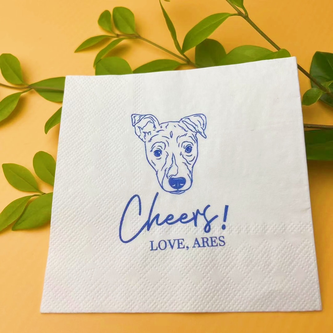 Custom Pet Portrait Wedding Napkins, Custom Pet Cocktail Napkins, Dog ...