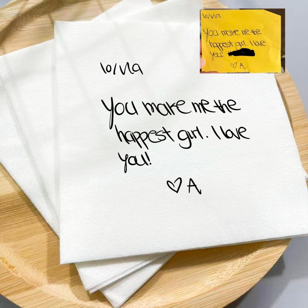 Personalized Love Note Handwriting Napkins, Custom Handwritten Note ...