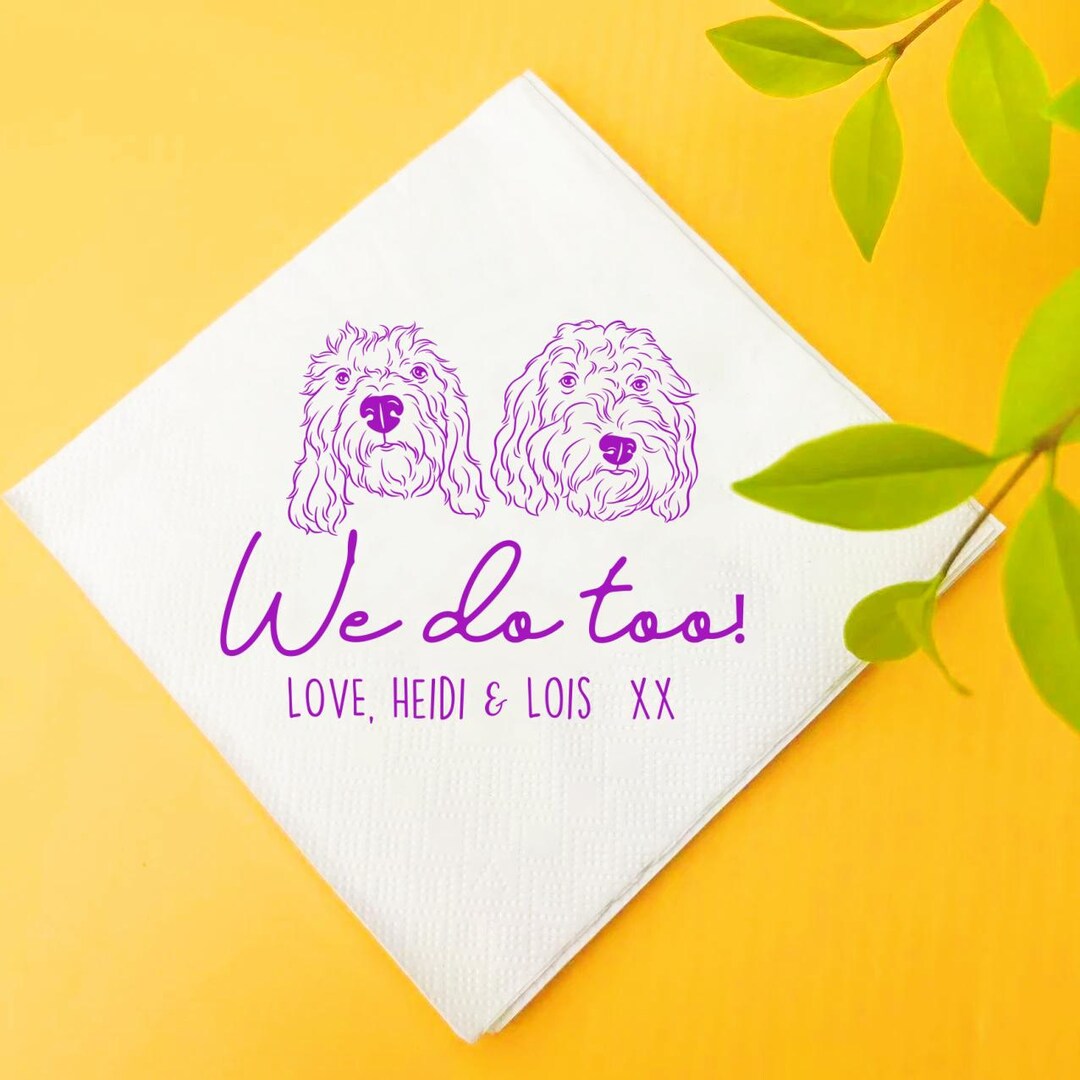 Custom Illustrated Dog Party Napkins, Personalized Cocktail Napkins ...