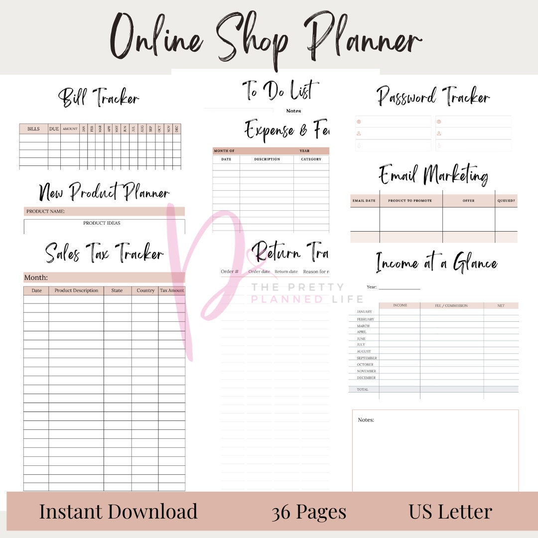 Online Shop Planner// Downloadable Shop Planner// Small Business ...
