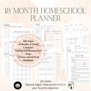 18 Month Dated Homeschooling Planner/unit Studies Planner/lesson Plans ...