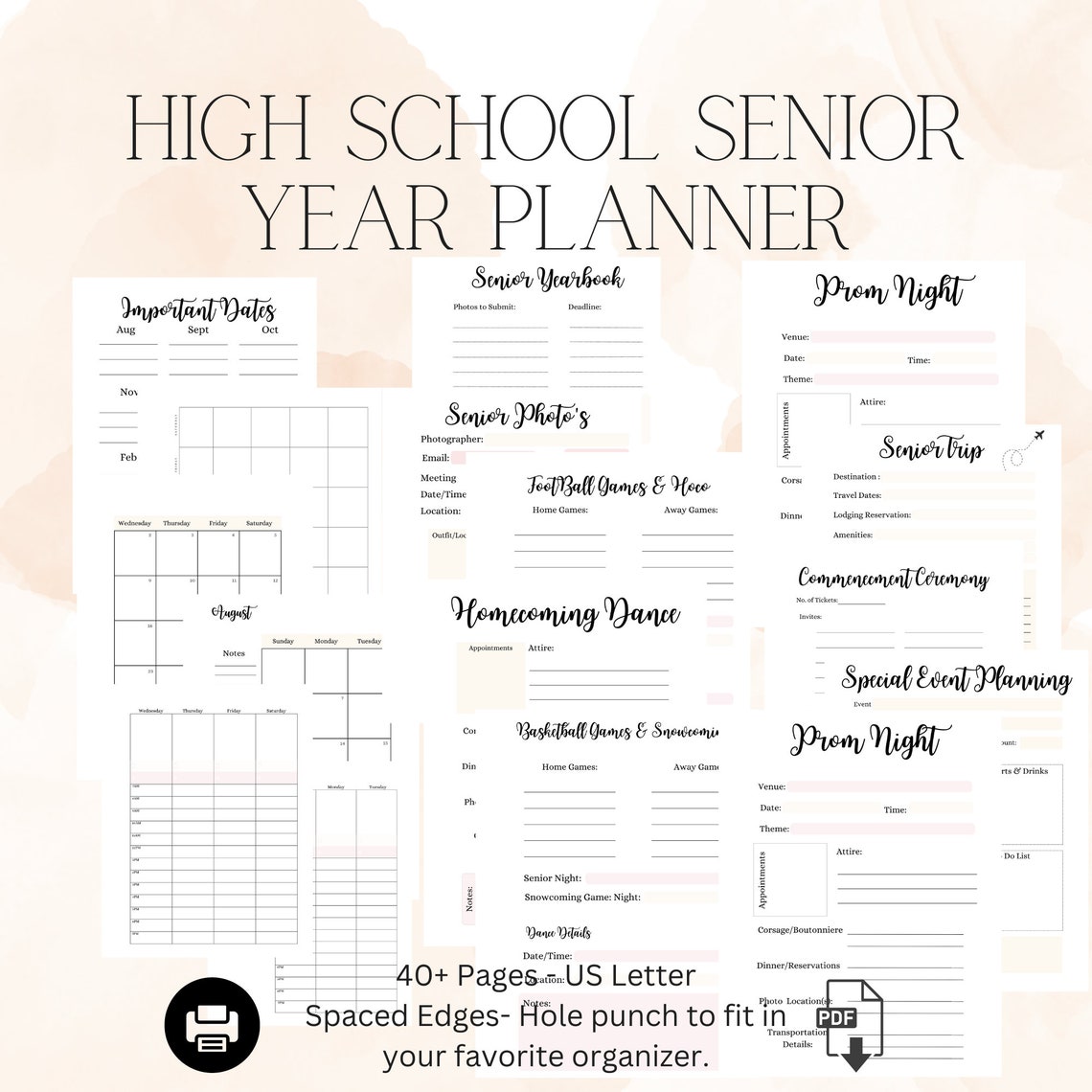 High School Senior Year Planner, Highschool Senior Year Tracker and ...