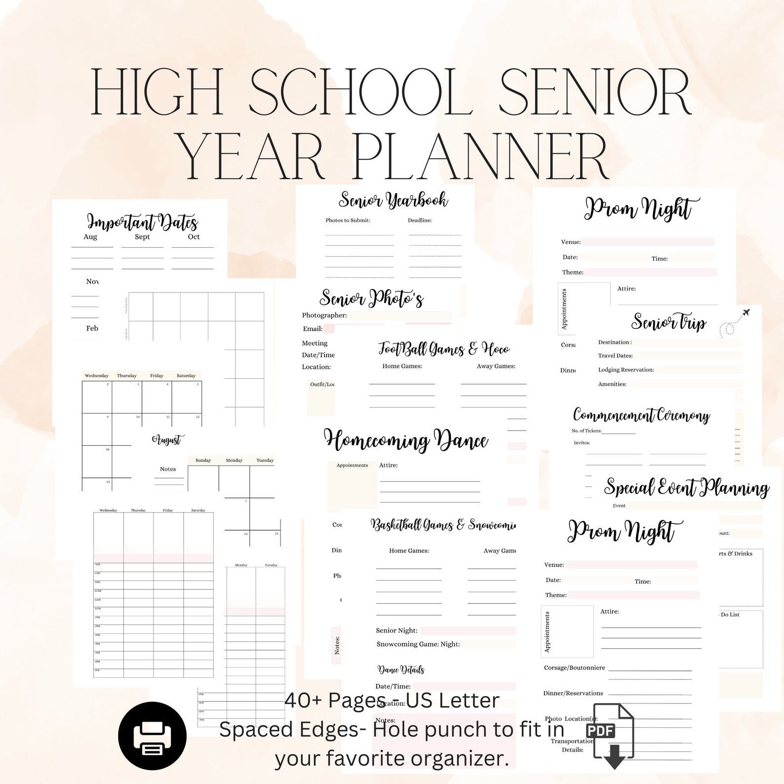 High School Senior Year Planner, Highschool Senior Year Tracker and ...