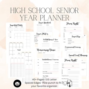 High School Senior Year Planner, Highschool Senior Year Tracker and ...