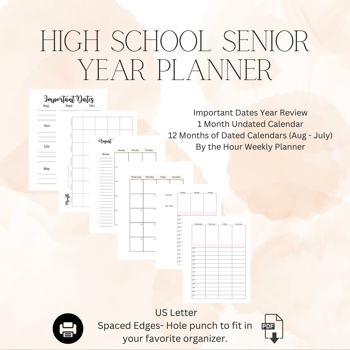 High School Senior Year Planner, Highschool Senior Year Tracker and ...