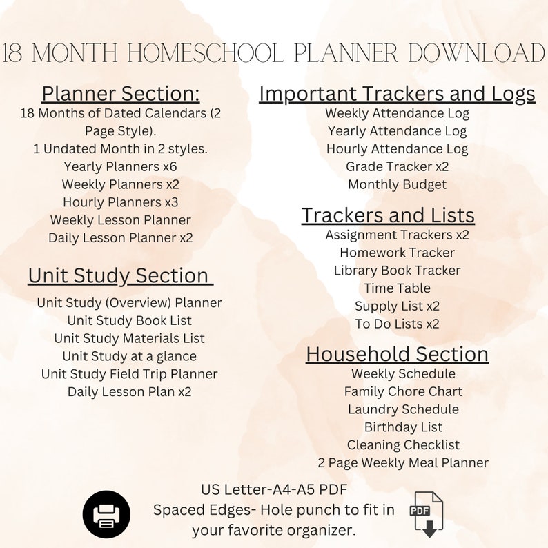 18 Month Dated Homeschooling Planner/unit Studies Planner/lesson Plans ...