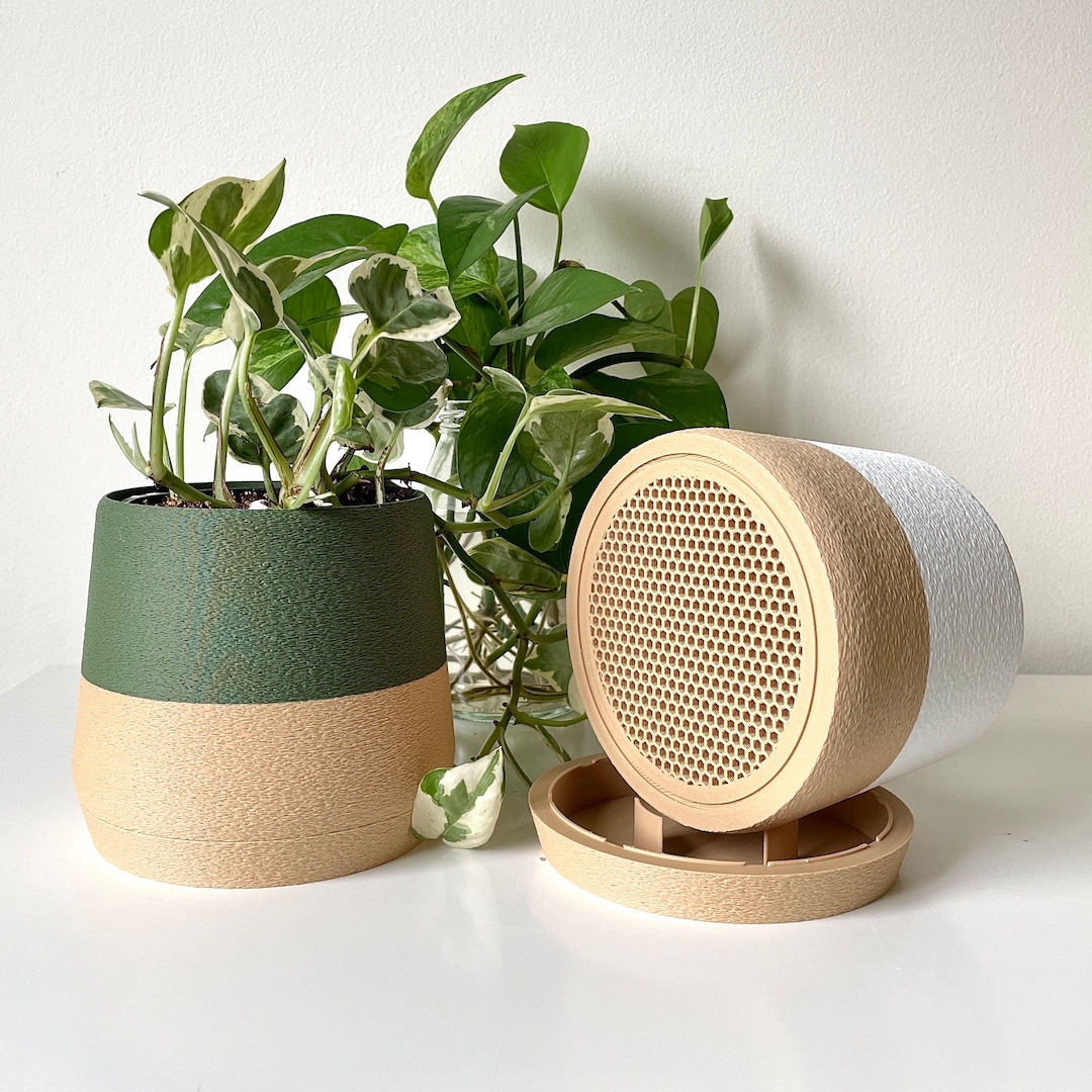 Planter / Minimalist Flower Pot / Mesh Drainage and Tray / 4 - Etsy