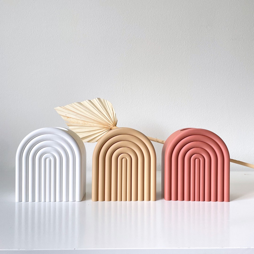 Boho Rainbow Flower Vase / Minimalist Vase for Dry Florals / - Etsy