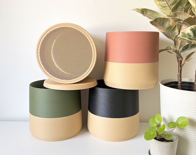 5" Single Pot on Legs | Glossy Cream-white Geometric Planter Pots ...