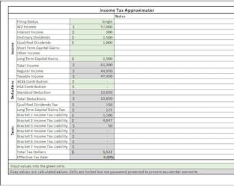 2022 Tax Estimator Google Sheets Template Personal Finance Calculator ...