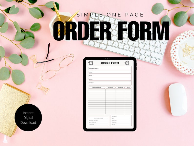 Professional Clean Business Order Form Template Order Planner Order ...