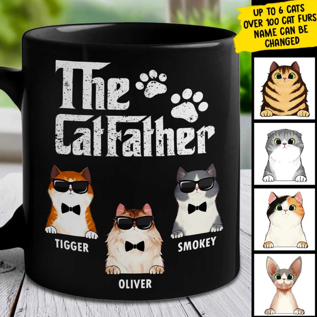 Personalized the Catfather Cat Mug Gift for Cat Dad, Custom Cat Name Breed Mug, Father's Day ...