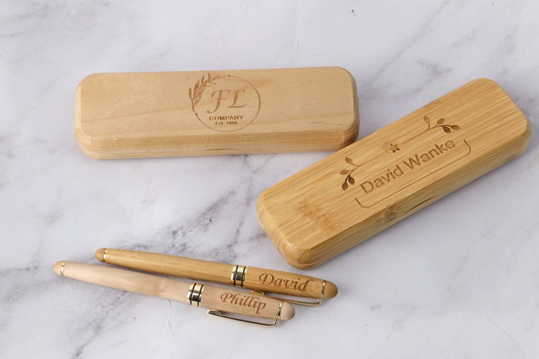 Engraved Wooden Pen Set Personalized Pen Case Custom Pens Gifts for Him ...