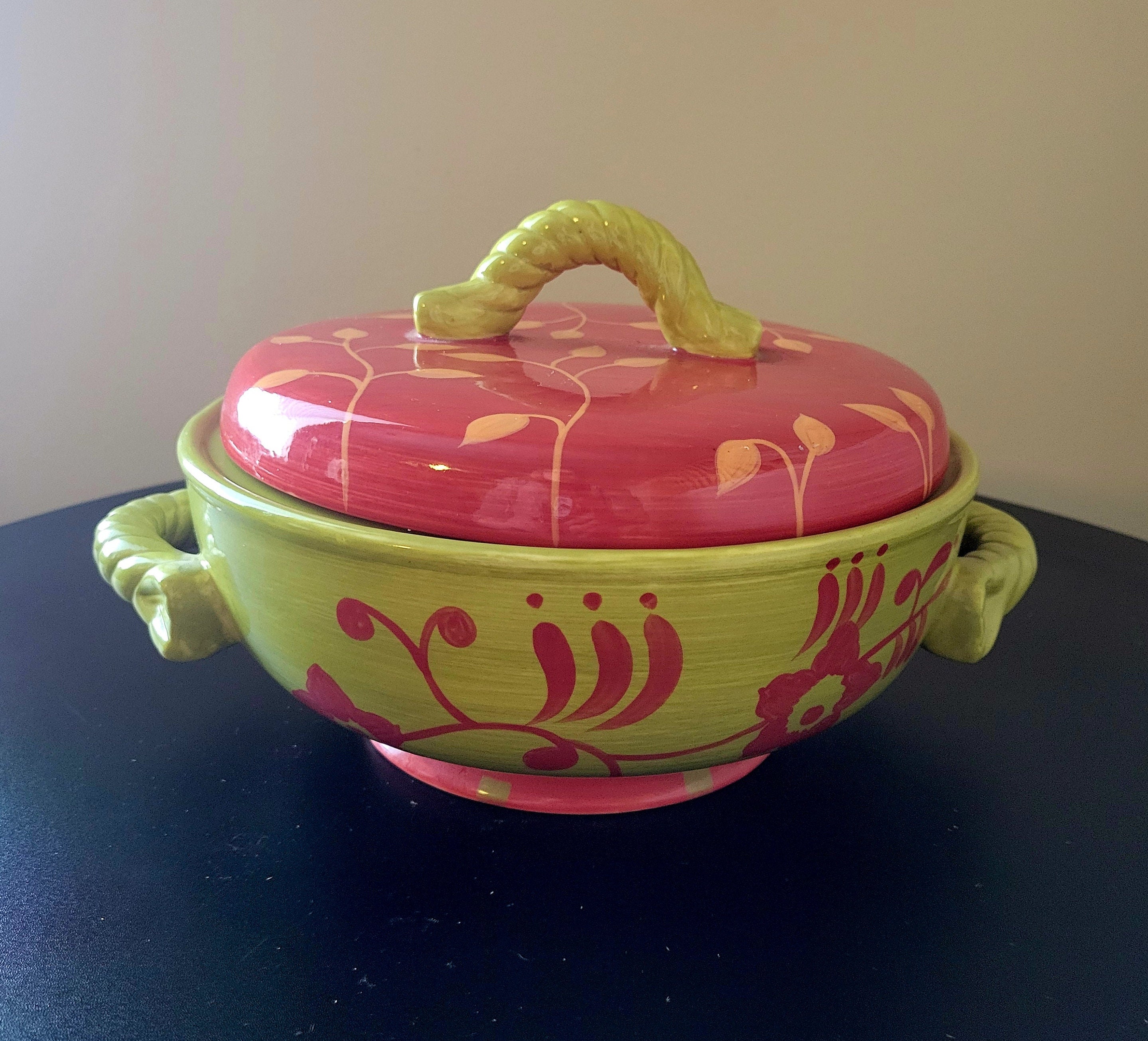 Foreside Ceramic Hand Painted Casserole/serving Dish With Handles and ...