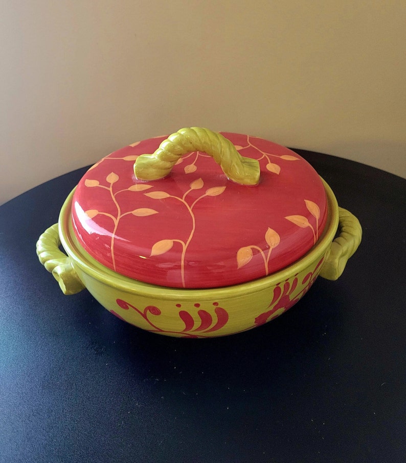 Foreside Ceramic Hand Painted Casserole/serving Dish With Handles and ...