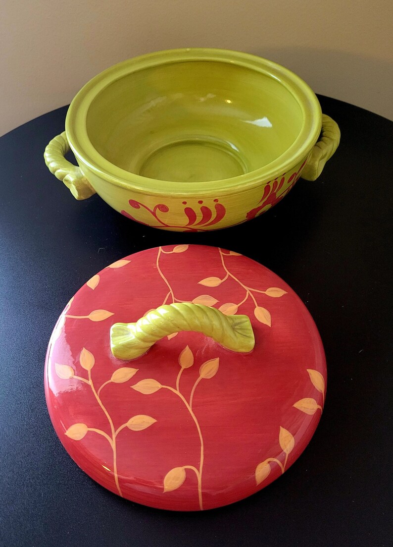 Foreside Ceramic Hand Painted Casserole/serving Dish With Handles and ...