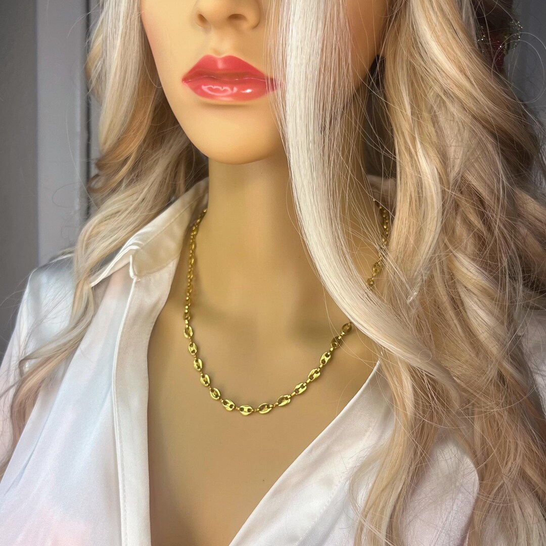 Puffed Mariner Chain Necklace for Women Mariner Link Chain Necklace ...