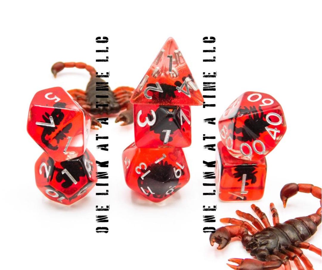 Scorpion With Red Base 7pc Set of Resin Dice - Etsy