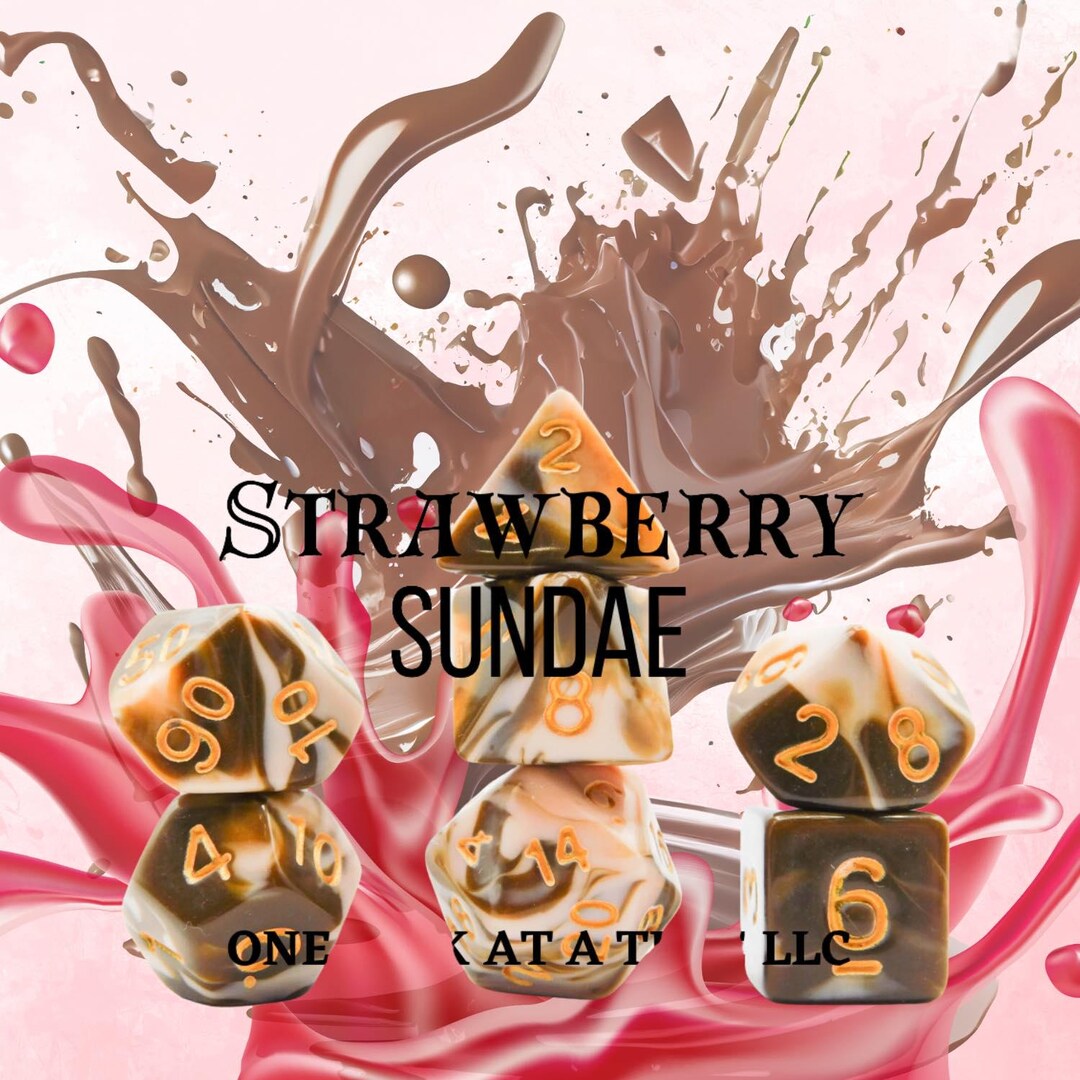 Acrylic Dice strawberry Sundae 7pc Set Pink Brown Swirl - Etsy