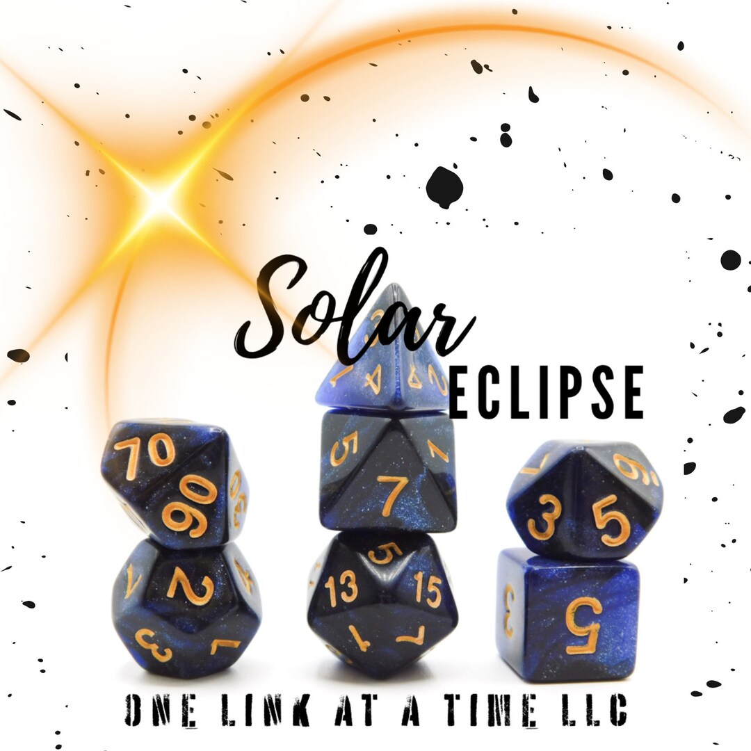 Acrylic Dice [solar Eclipse] 7pc Set Blue Black Shimmer - Etsy