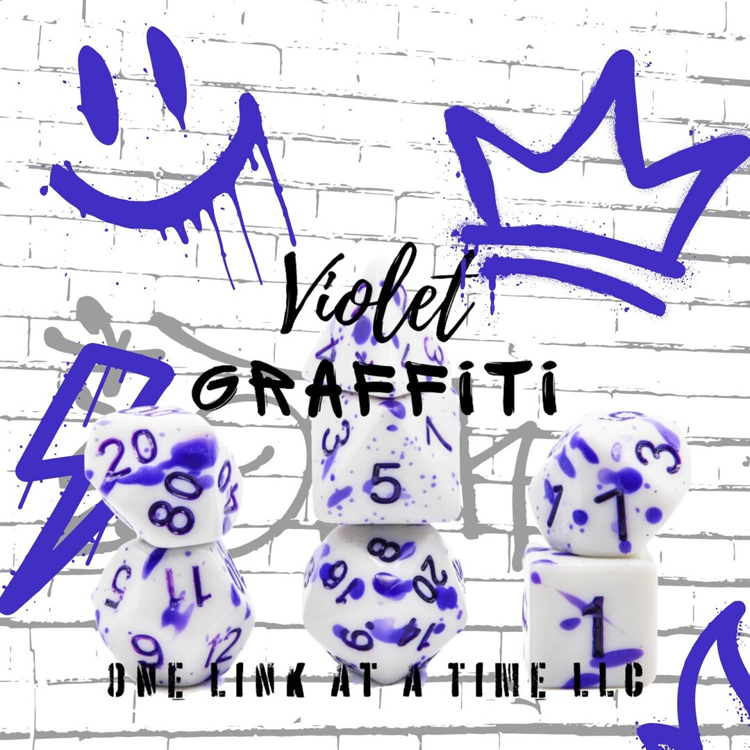 Acrylic Dice violet Graffiti 7pc Set Purple Splatter - Etsy