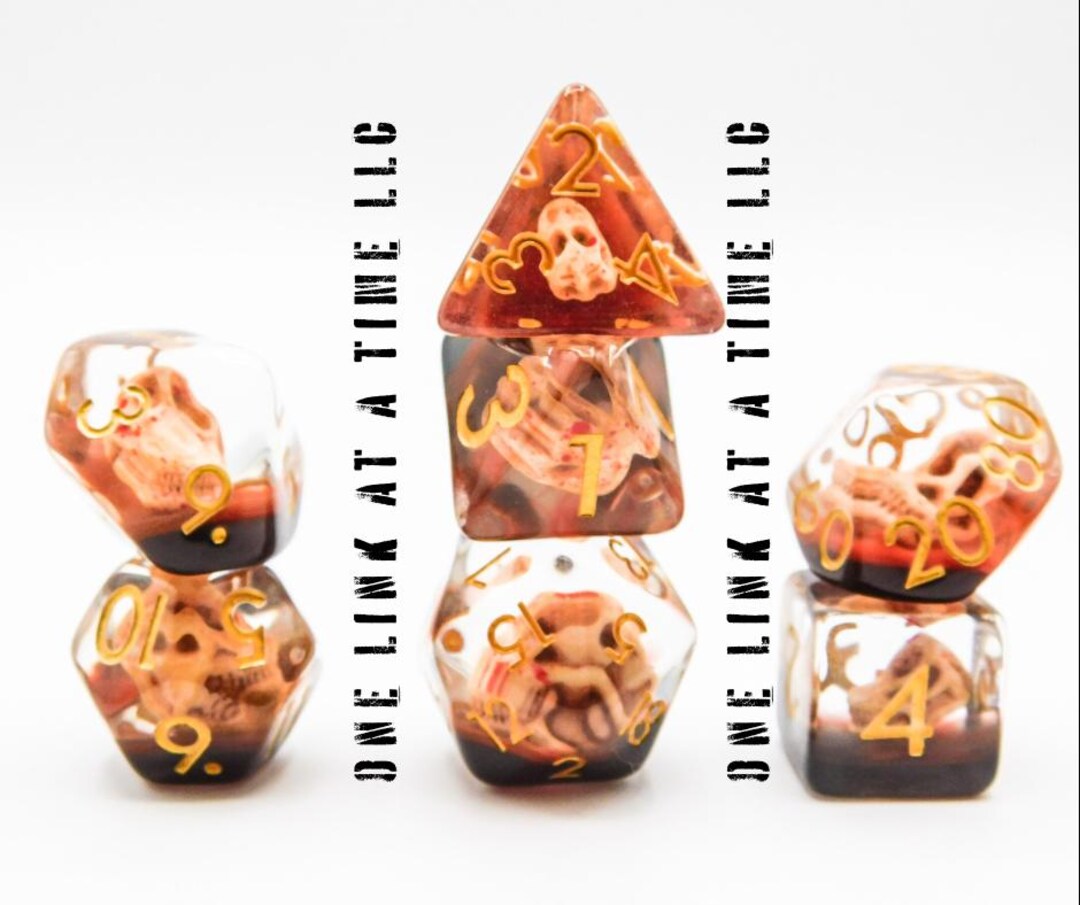 Dinosaur Skull Fossil With Gold Inlay 7pc Set of Resin Dice - Etsy