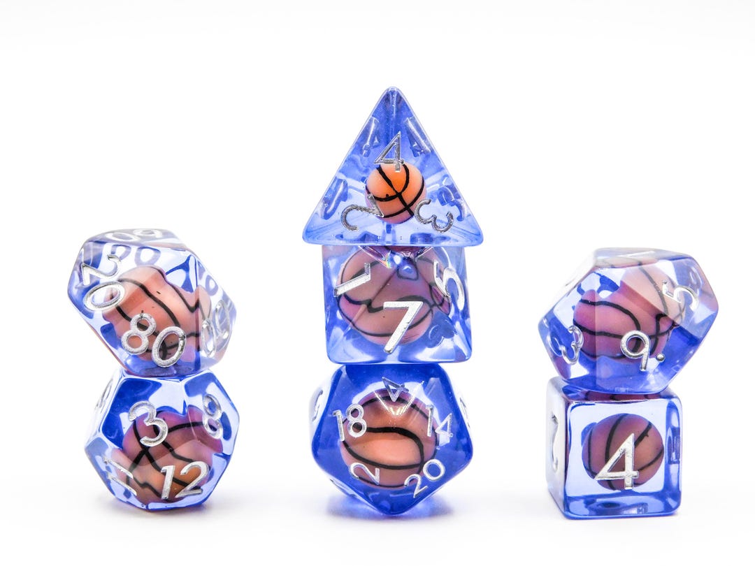 Basketball Sports With Purple Base 7pc Set of Resin Dice - Etsy