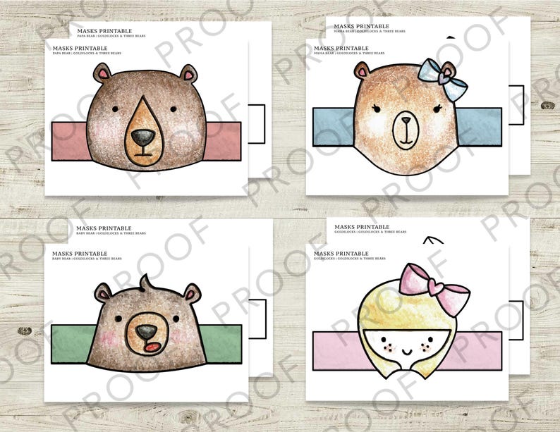 Goldilocks and the Three Bears Masks - Printable PDF Set - for Pre ...