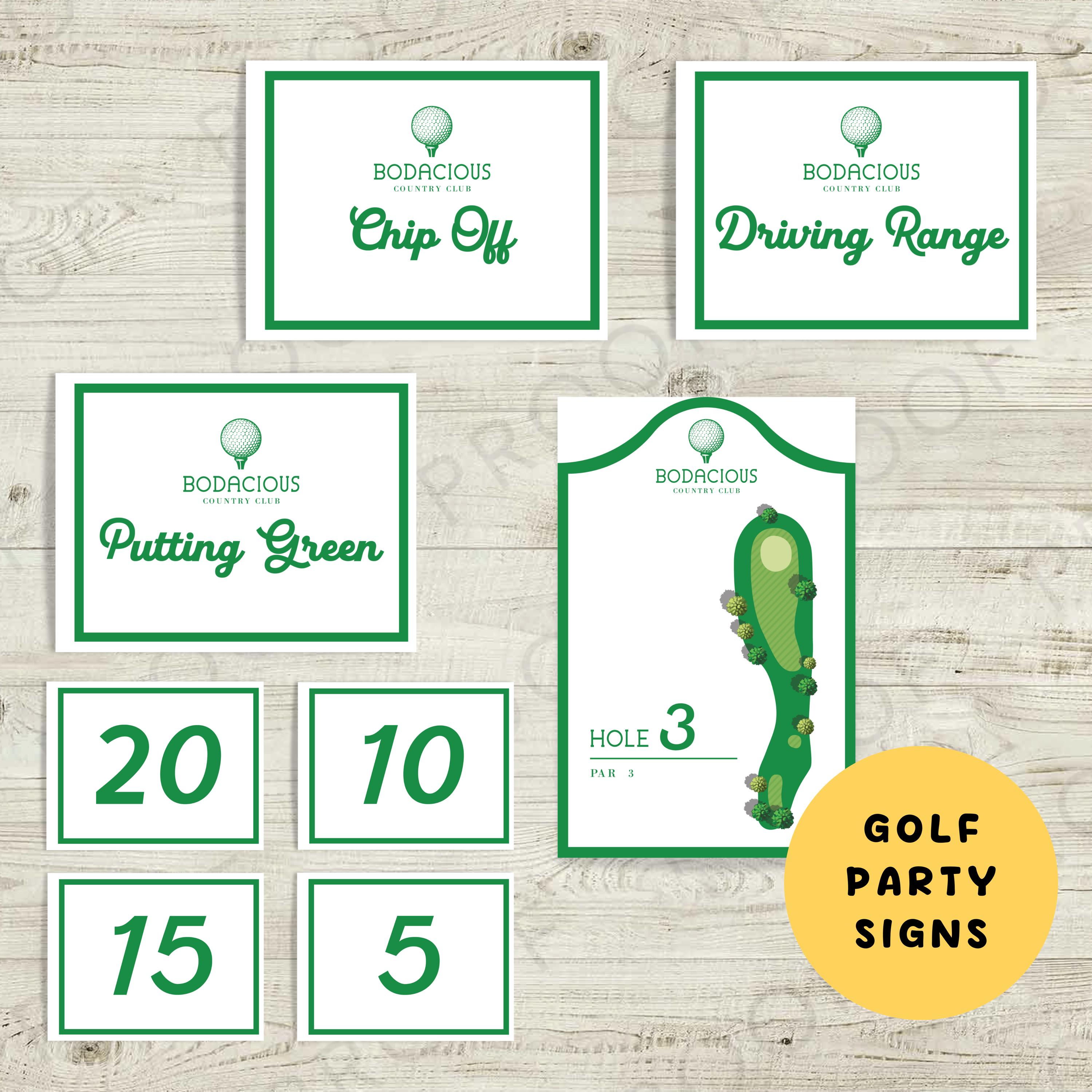 Golf Party Printable Signs – Yardage & Customizable Area Signs for ...