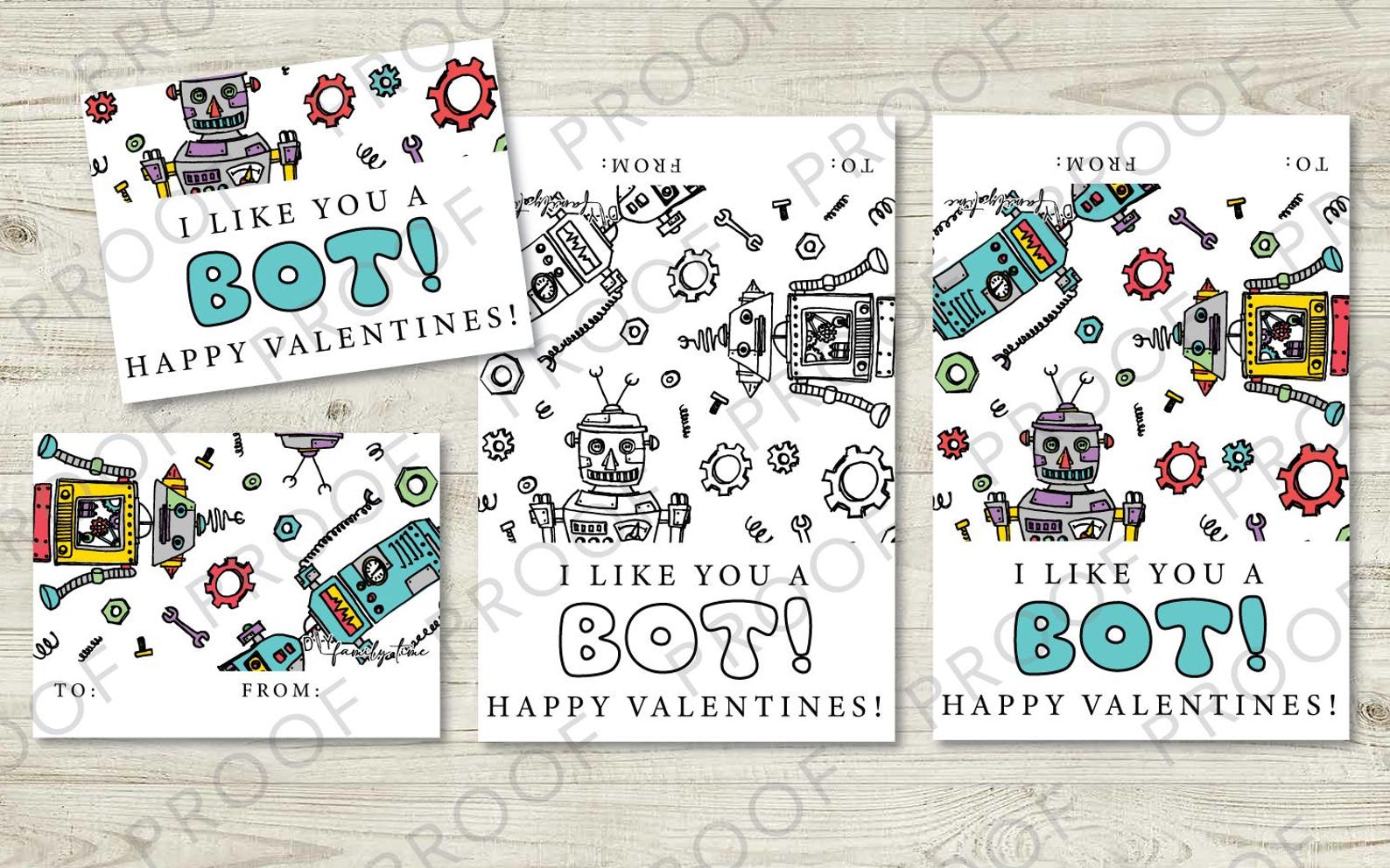 I Love You a BOT Robot Valentine Card Digital Download Funny Valentine ...