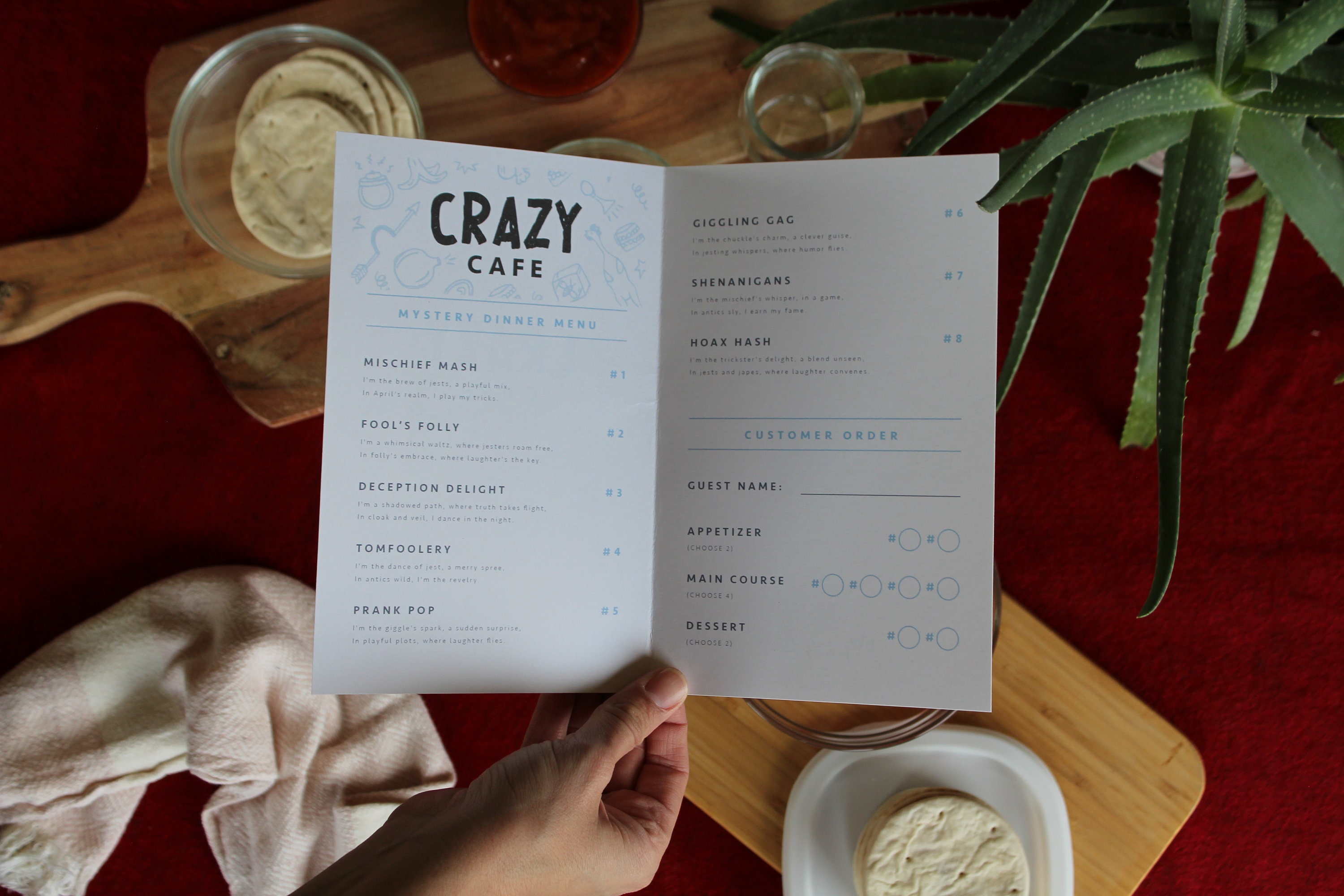 Crazy Cafe- Silly Mystery Dinner Menu for Parties - Etsy
