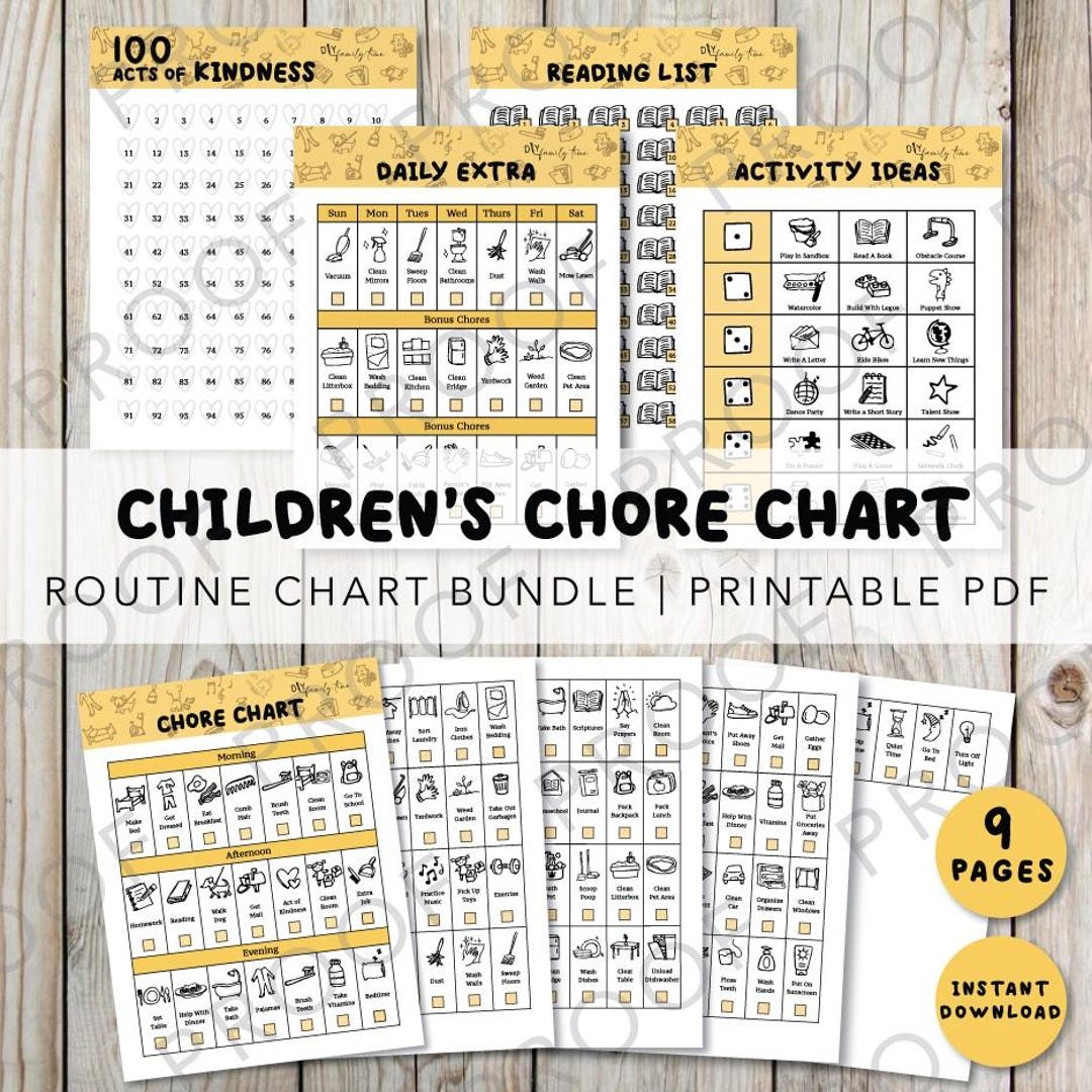 Children's Chore Chart and Routine Chart Bundle- Customizable Job Chart ...