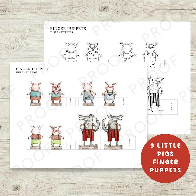 The Three Little Pigs Finger Puppets - Printable PDF Set | Instant ...