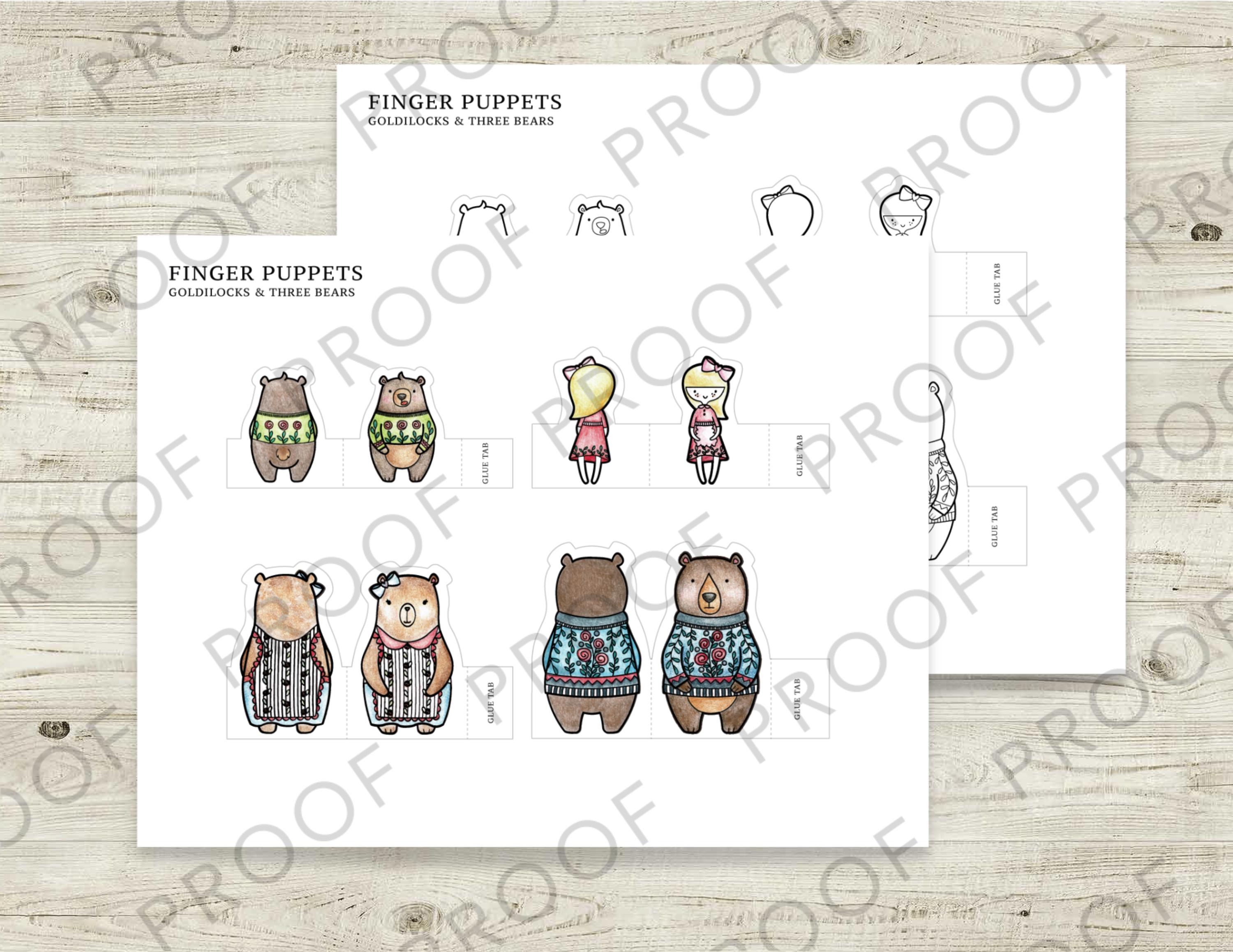 Goldilocks and the Three Bears Finger Puppets - Printable PDF Set - for ...