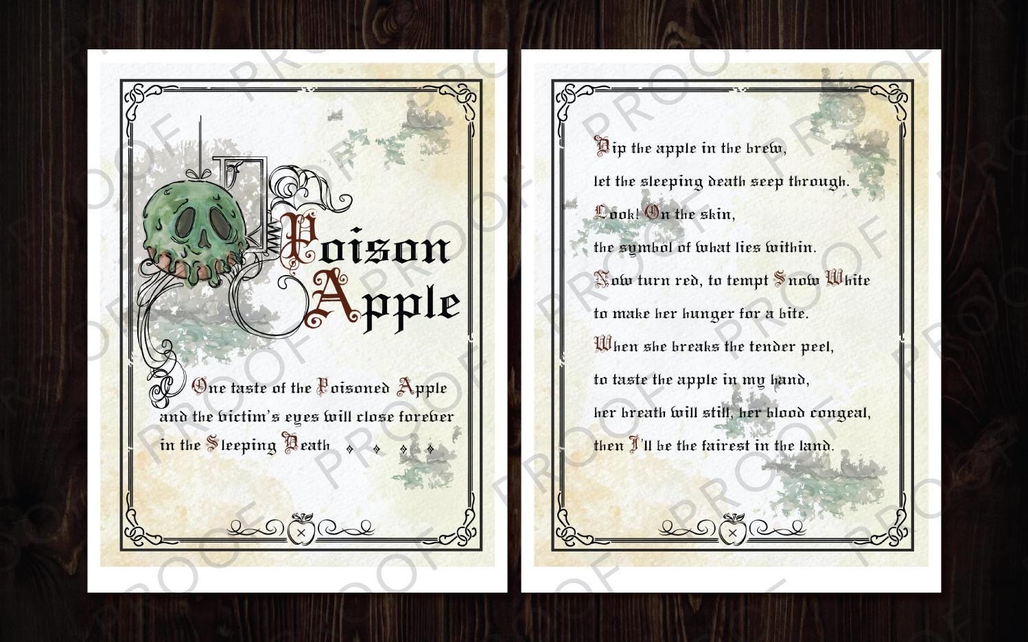 Snow White | Poison Apple | Spell Book Insert – DIY Halloween Digital ...