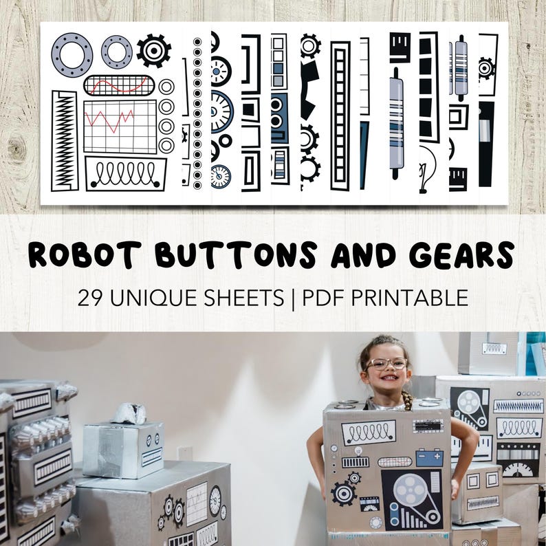 29 Robot Sticker Sheets | Digital Download | Printable Robot Elements ...