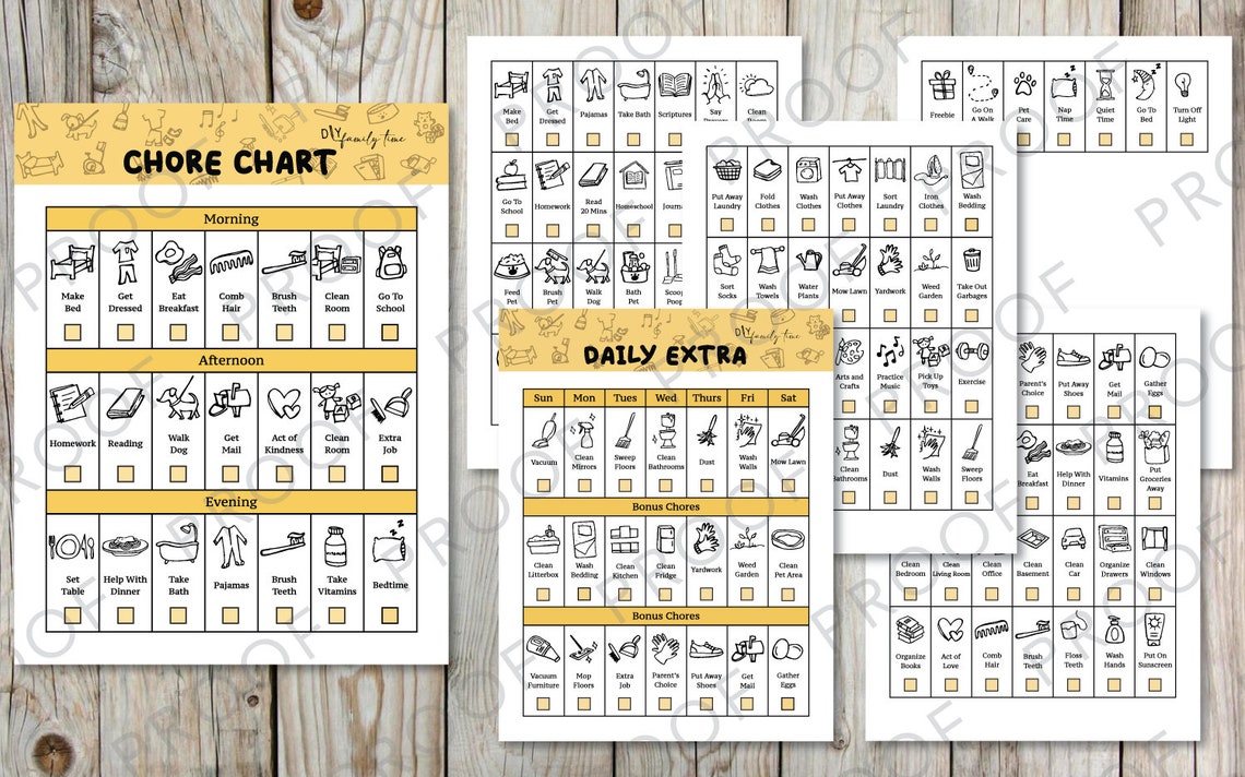 Children's Chore Chart and Routine Chart Bundle Customizable Job Chart ...
