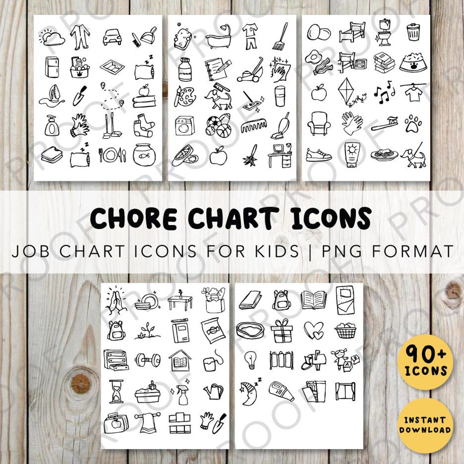 Chore Chart Icons- Job Chart Icons for Kids - Etsy