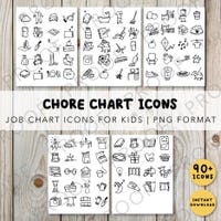Kids Chores Clipart, Daily Routine Icons in Color and in Outline, chore ...