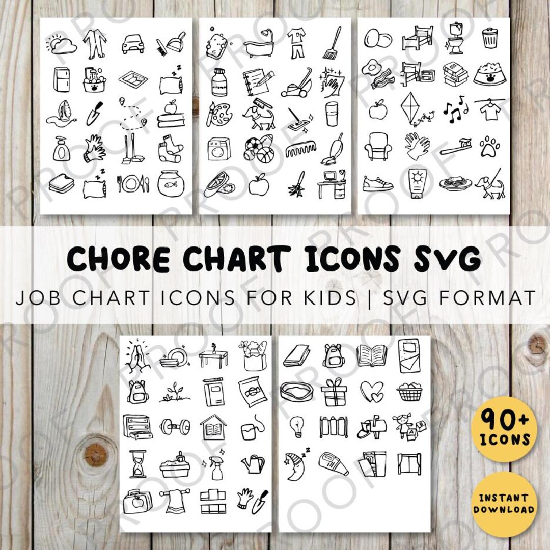 Chore Chart SVG Icons- Job Chart Icons for Kids | SVG File - Etsy