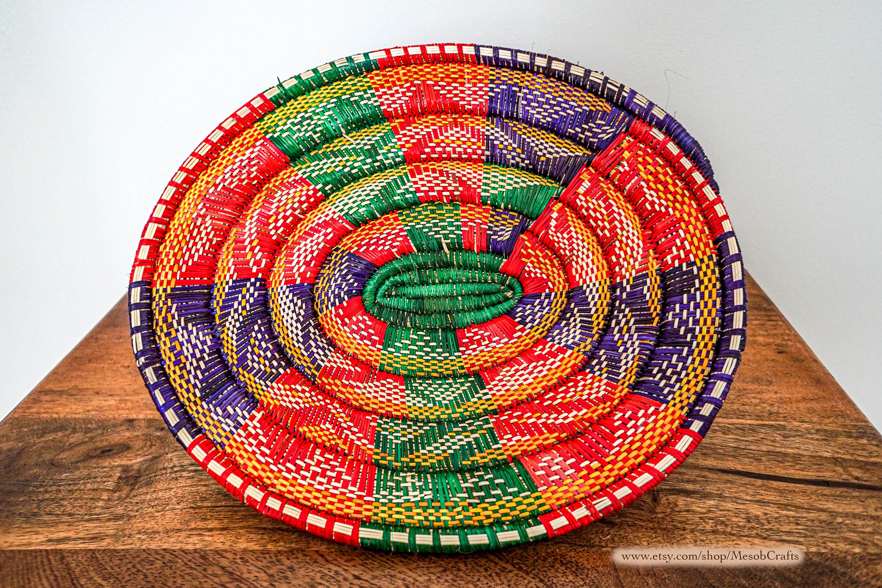 Traditional Handwoven Round Bread / Fruit Basket Tray - Ethiopian ...