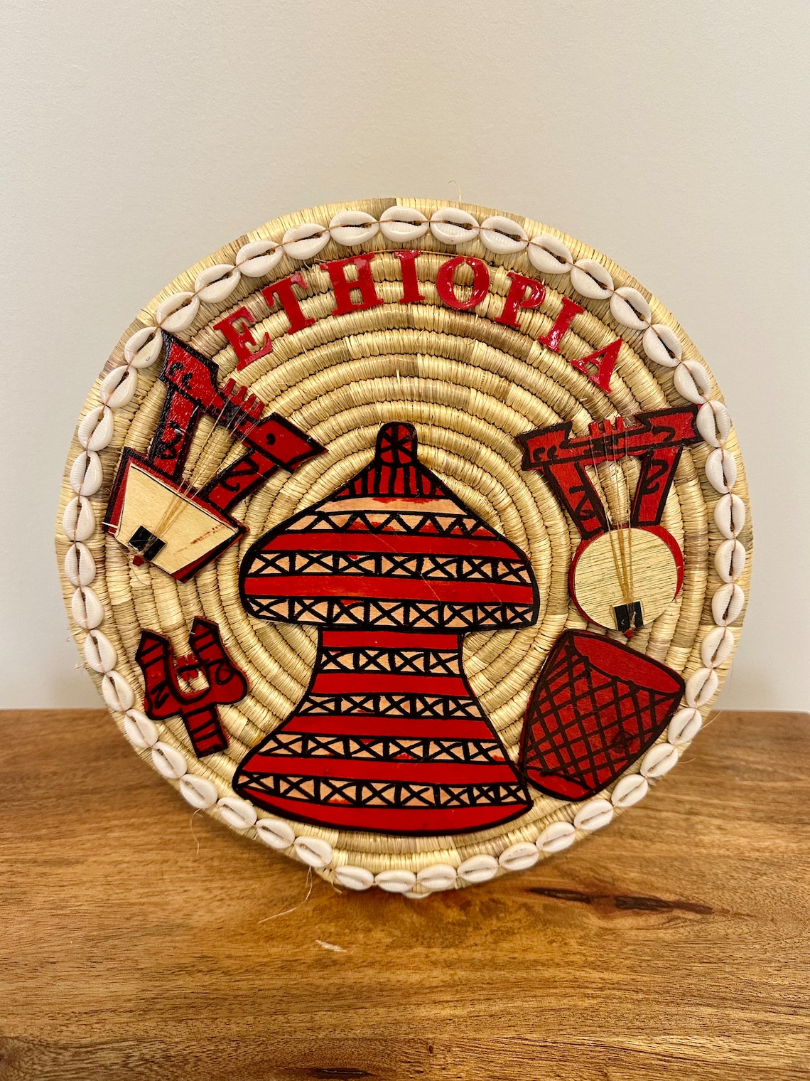 Ethiopia Sefed (ሰፌድ) With Cowry Shells - Traditional Handwoven Round ...