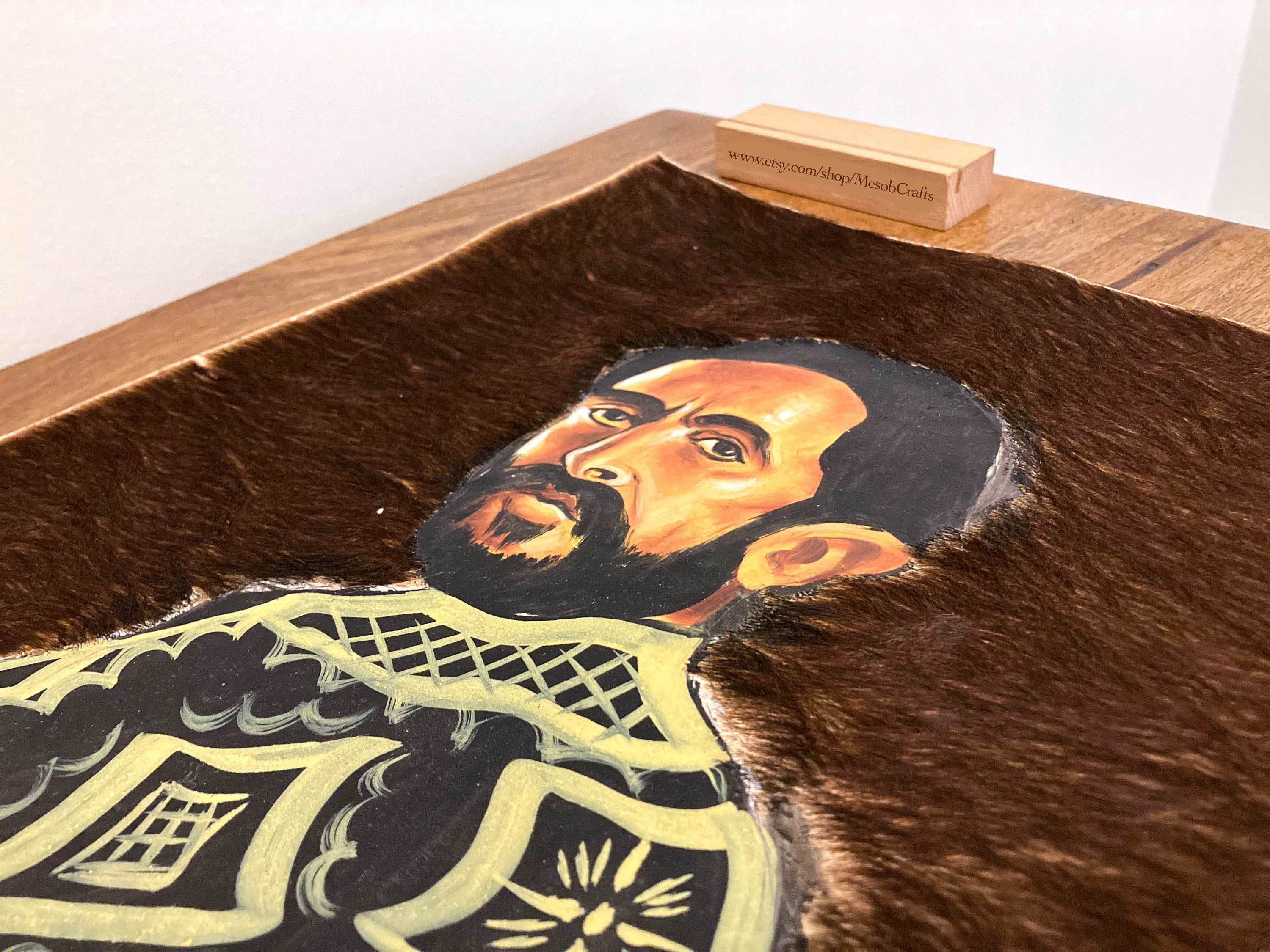 King Haile Selassie African Traditional Wall Art Painting on Leather ...