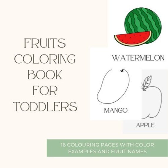 Printable Fruits Coloring Pages Easy Fun Coloring Book for - Etsy