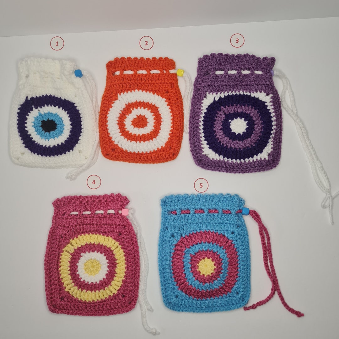 Bag Organizer, Acrylic Yarn Handmade Crochet Knitting Pouch, Small Bags ...