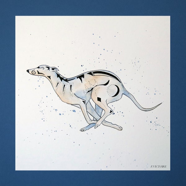 Greyhound Drawing - Etsy