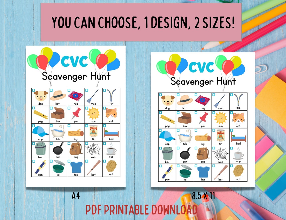 Printable CVC Scavenger Hunt, CVC Look and Find, Kids Summer Activities ...
