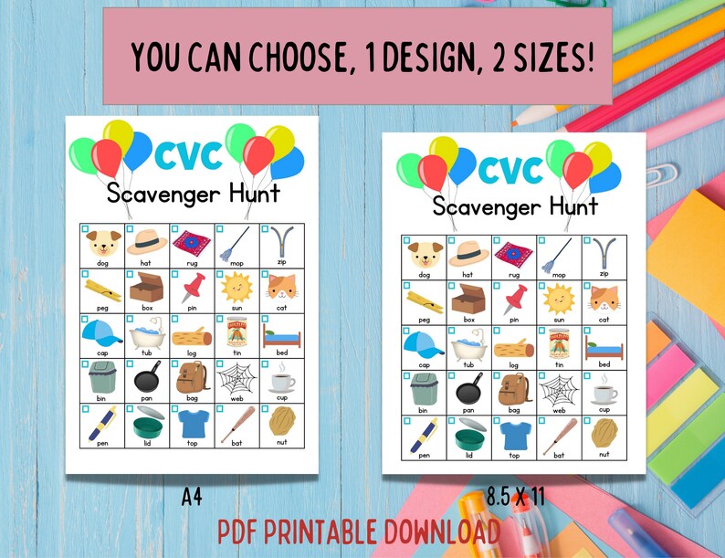 Printable CVC Scavenger Hunt, CVC Look and Find, Kids Summer Activities ...