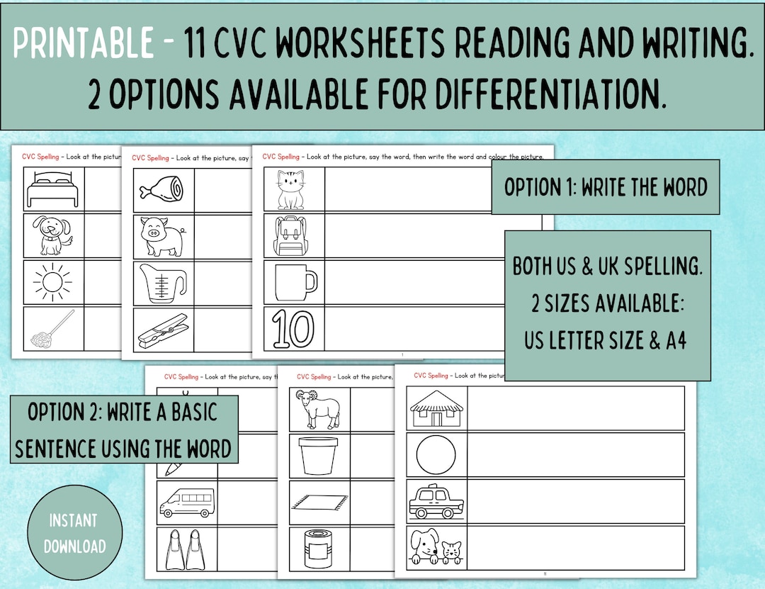 CVC Printable, CVC Worksheets, CVC Reading and Writing, Learn to Read ...