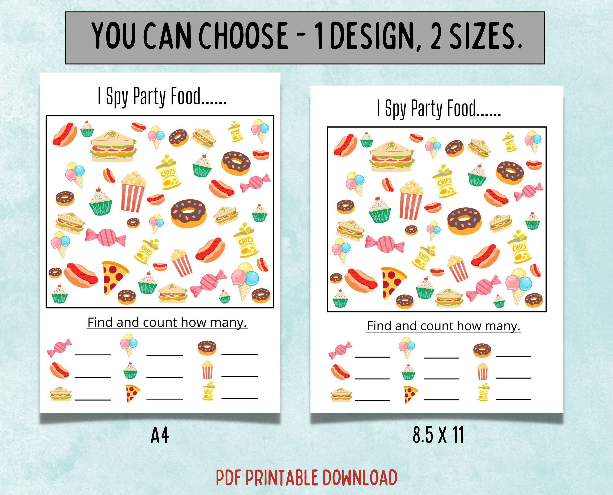 I Spy Game, Preschool Worksheets, I Spy Party Food, Kindergarten ...